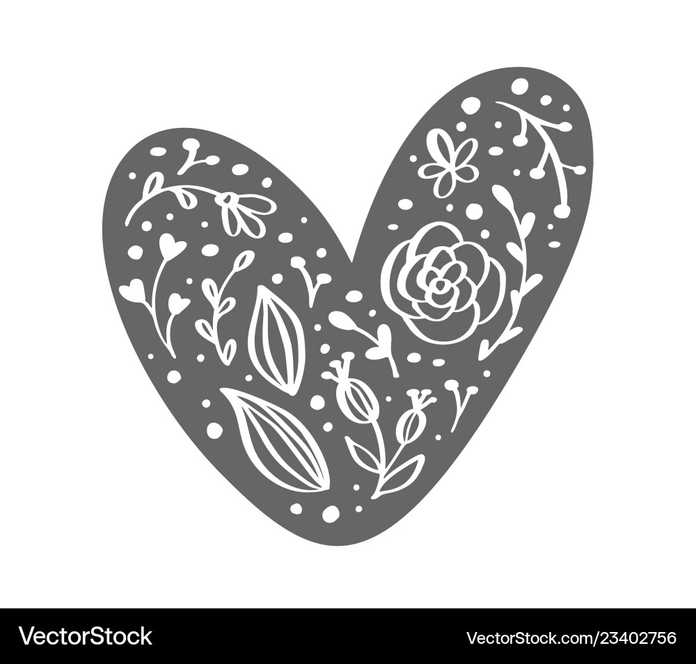 Hand drawn scandinavian valentines heart Vector Image