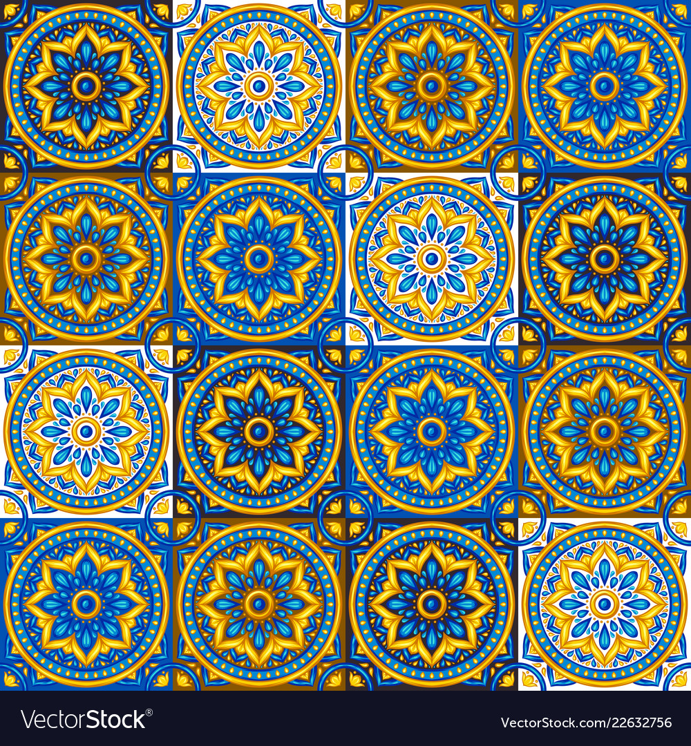 Moroccan ceramic tile seamless pattern Royalty Free Vector