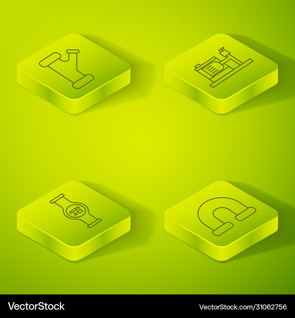 Set isometric electric water pump water meter Vector Image