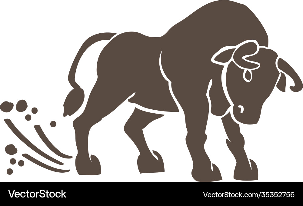 Silhouette a bull kicking ground Royalty Free Vector Image