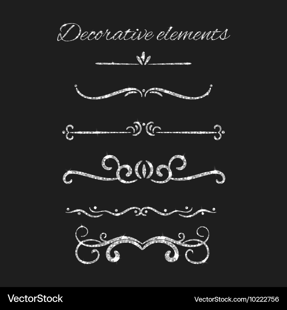 Silver text dividers set ornamental decorative Vector Image