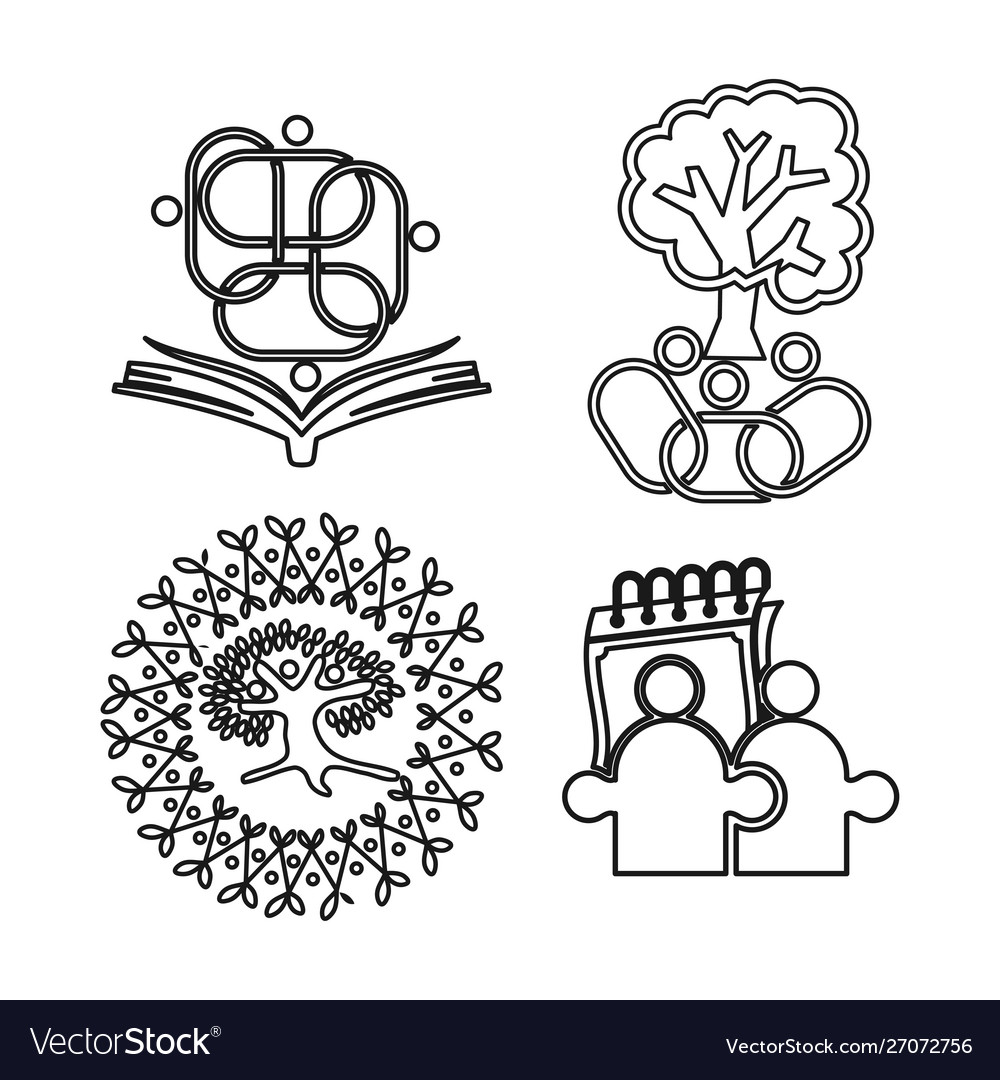 Tree book calendar commitment teamwork together Vector Image