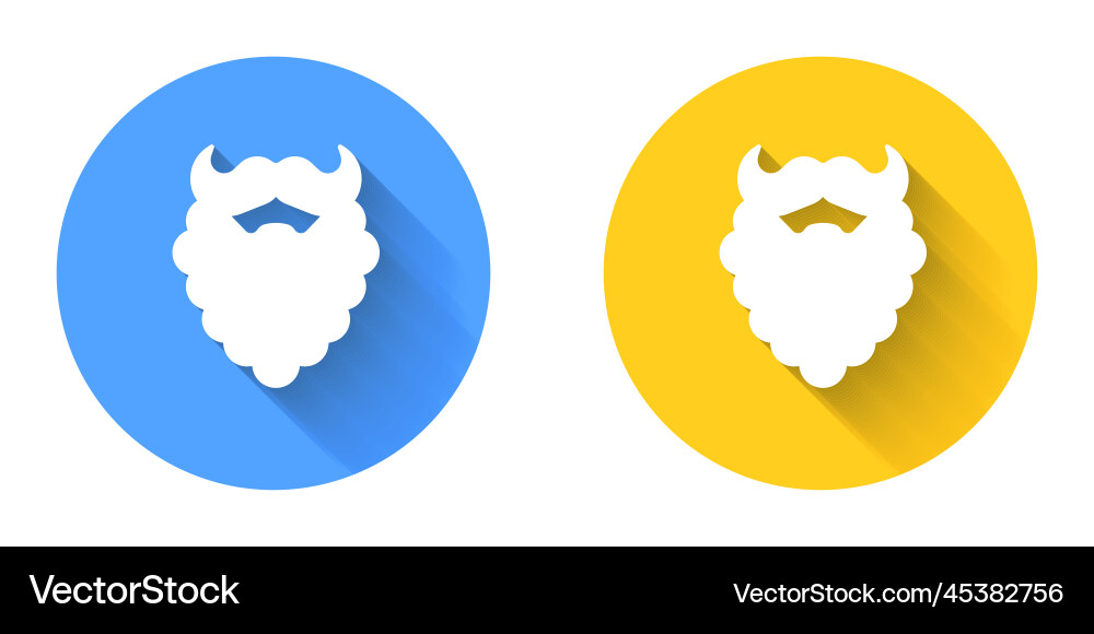 White mustache and beard icon isolated with long Vector Image