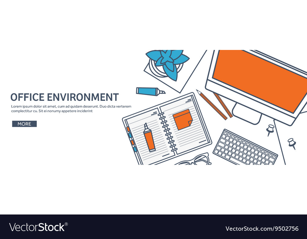 Workplace with table and computer Royalty Free Vector Image