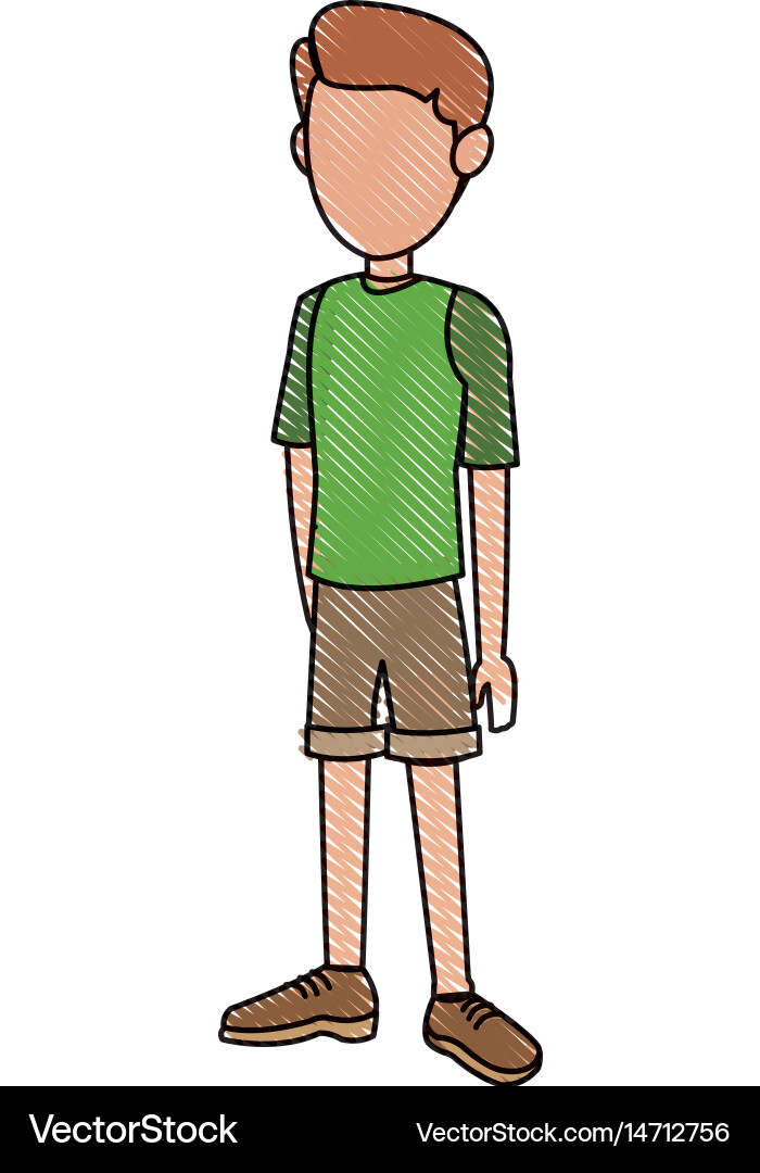 Young boy standing kid wearing short Royalty Free Vector