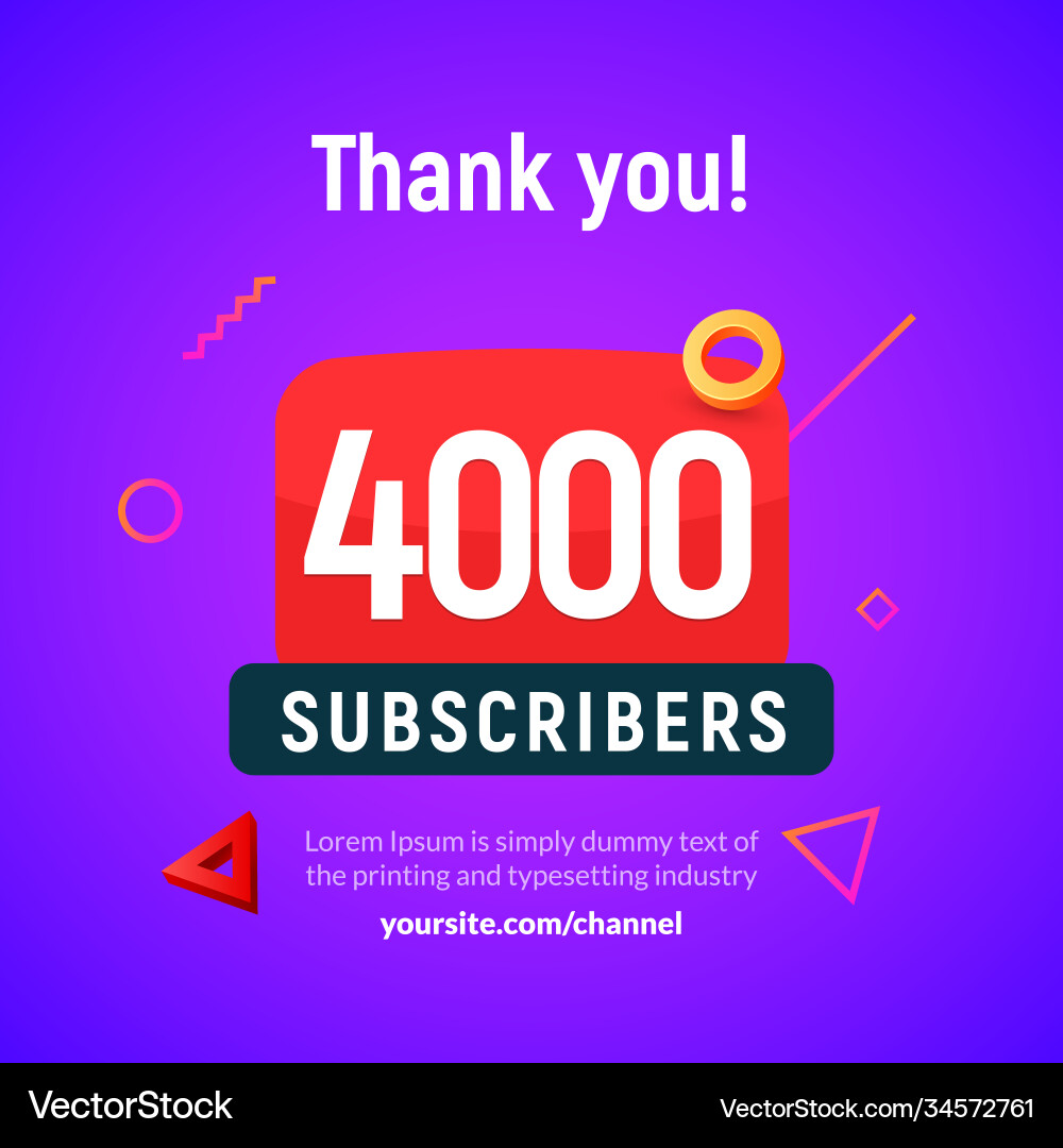 4000 followers post 4k celebration four Royalty Free Vector