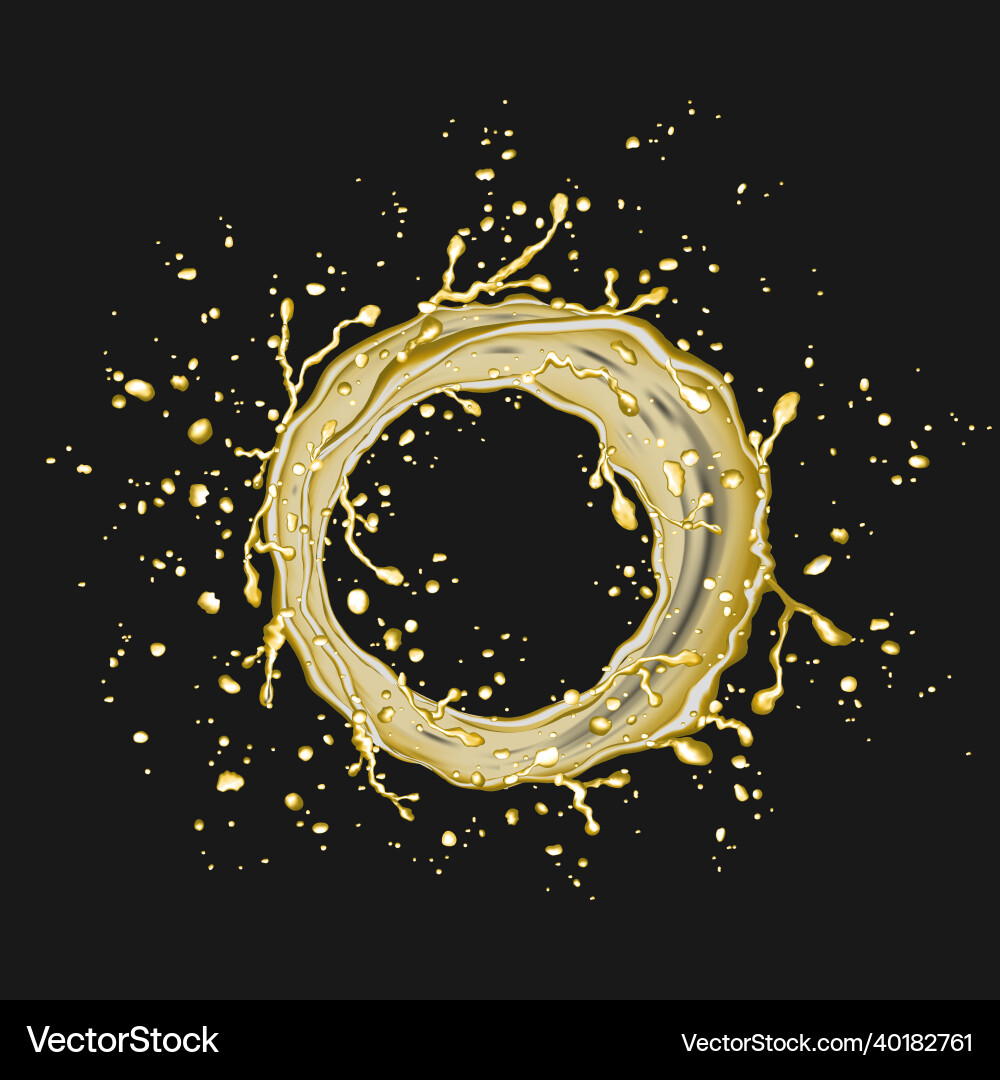 Beer or apple juice splash isolated on black Vector Image
