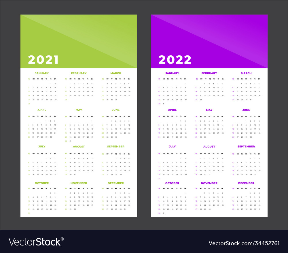 Calendar for 2021-2022 on a white background Vector Image