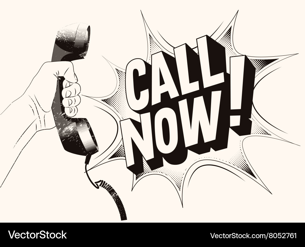 Call now typographic retro grunge poster Vector Image