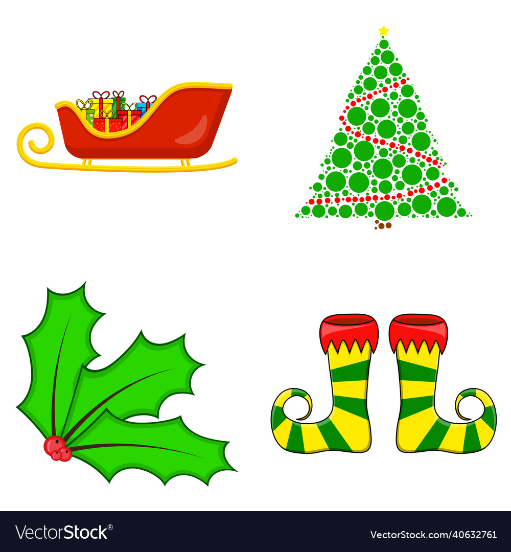 Christmas symbols collection big set of xmas Vector Image