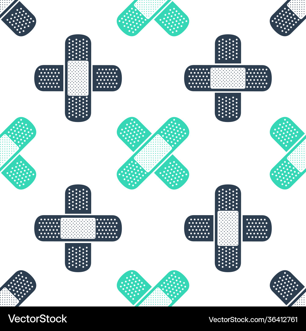 Green set bandage plaster icon isolated seamless Vector Image