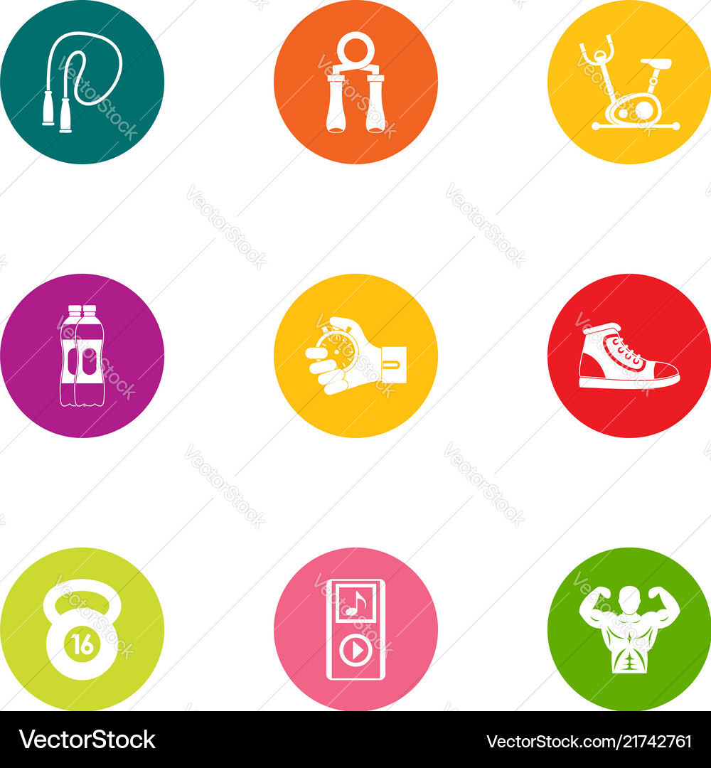 Healthy individual icons set flat style Royalty Free Vector