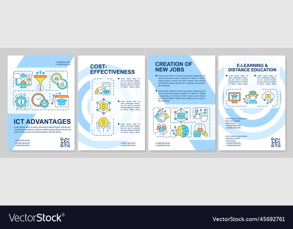 Ict advantages blue brochure template Royalty Free Vector Ict advantages blue brochure template Royalty Free Vector