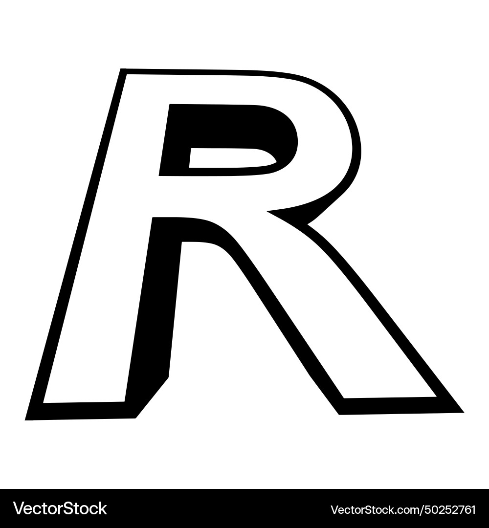 Logo letter r tall slender font Royalty Free Vector Image