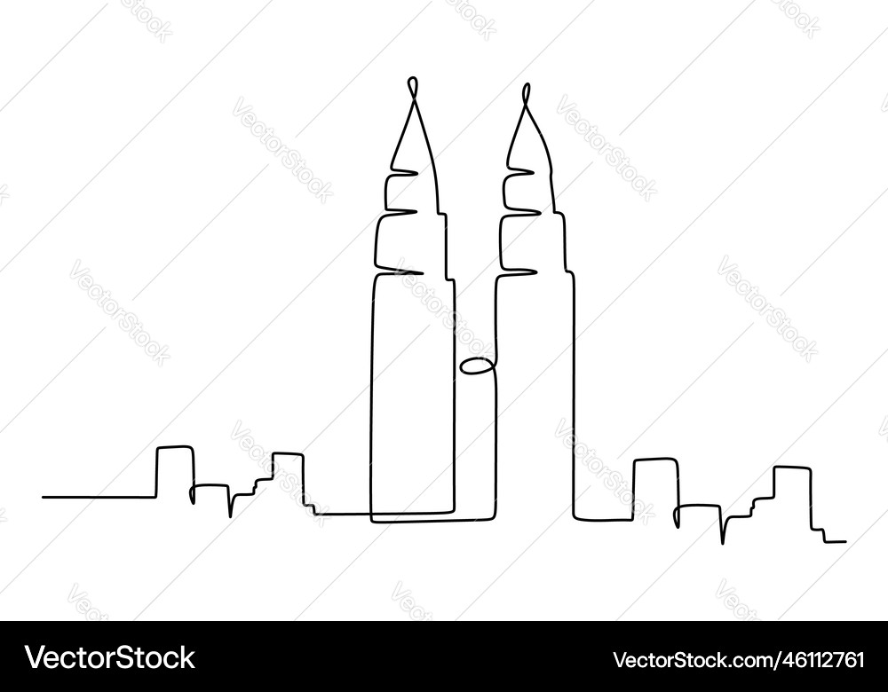 One continuous single line of famous building Vector Image