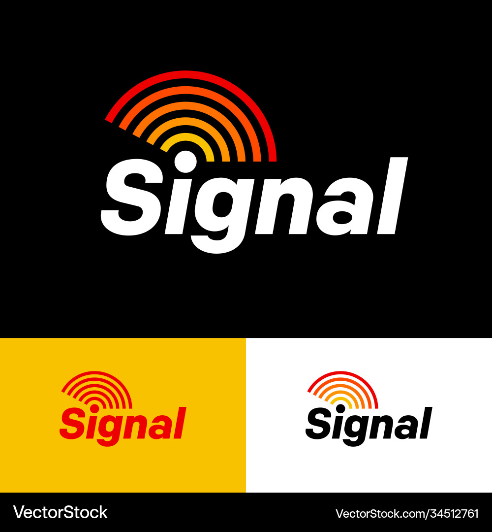 Signal logo letters and emitting wave rainbow Vector Image