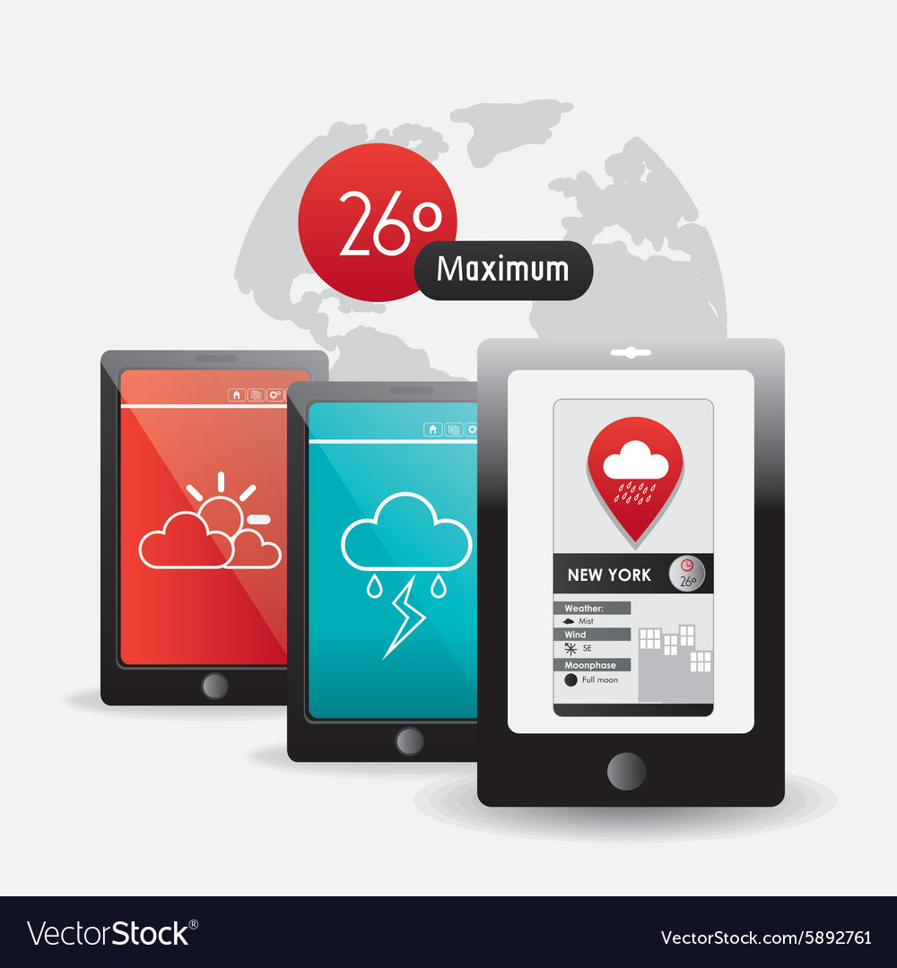 Weather mobile app design Royalty Free Vector Image