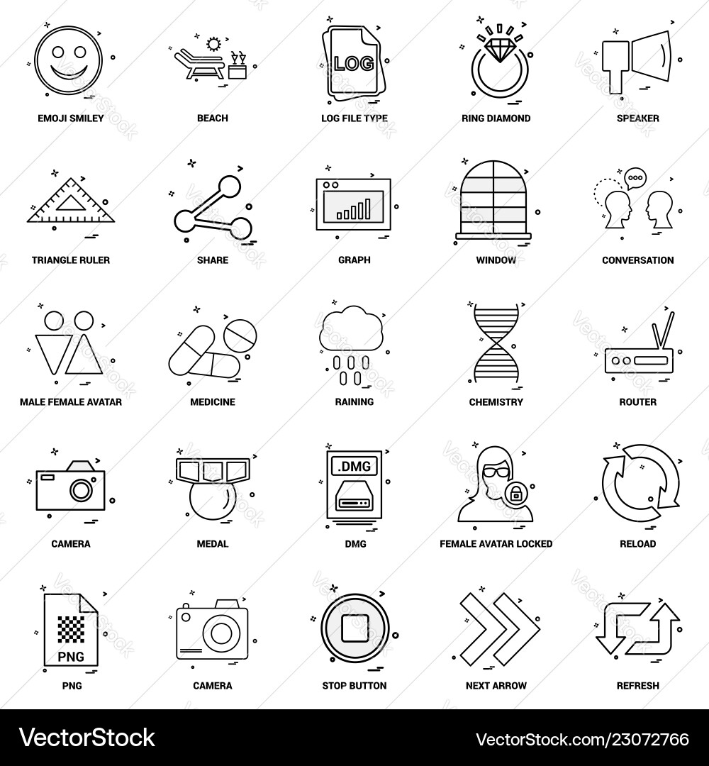25 business concept mix line icon set Royalty Free Vector