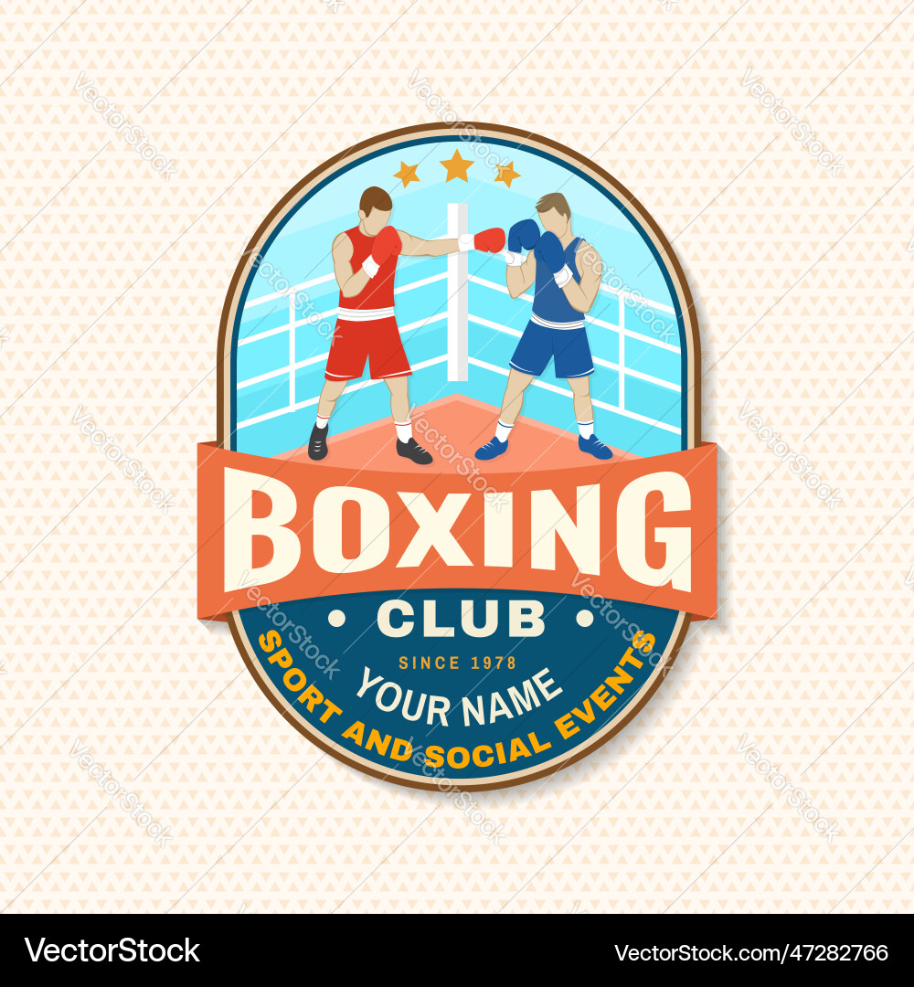 Boxing club badge logo patch design Royalty Free Vector