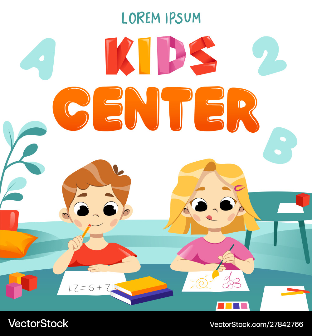 Children creativity center banner template art Vector Image