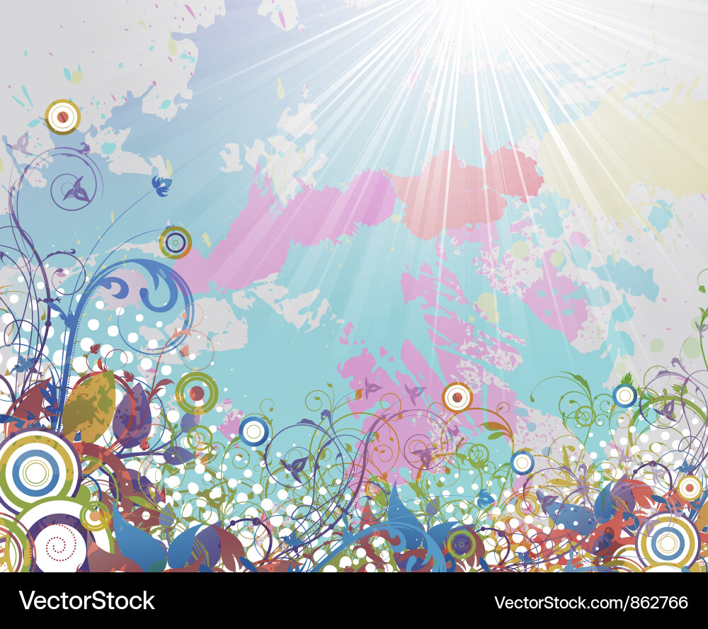 Colorful grunge floral background Royalty Free Vector Image