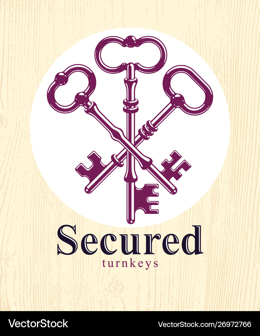 Crossed keys vintage antique turnkeys logo Vector Image