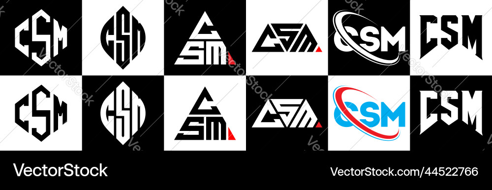 Csm letter logo design in six style polygon Vector Image