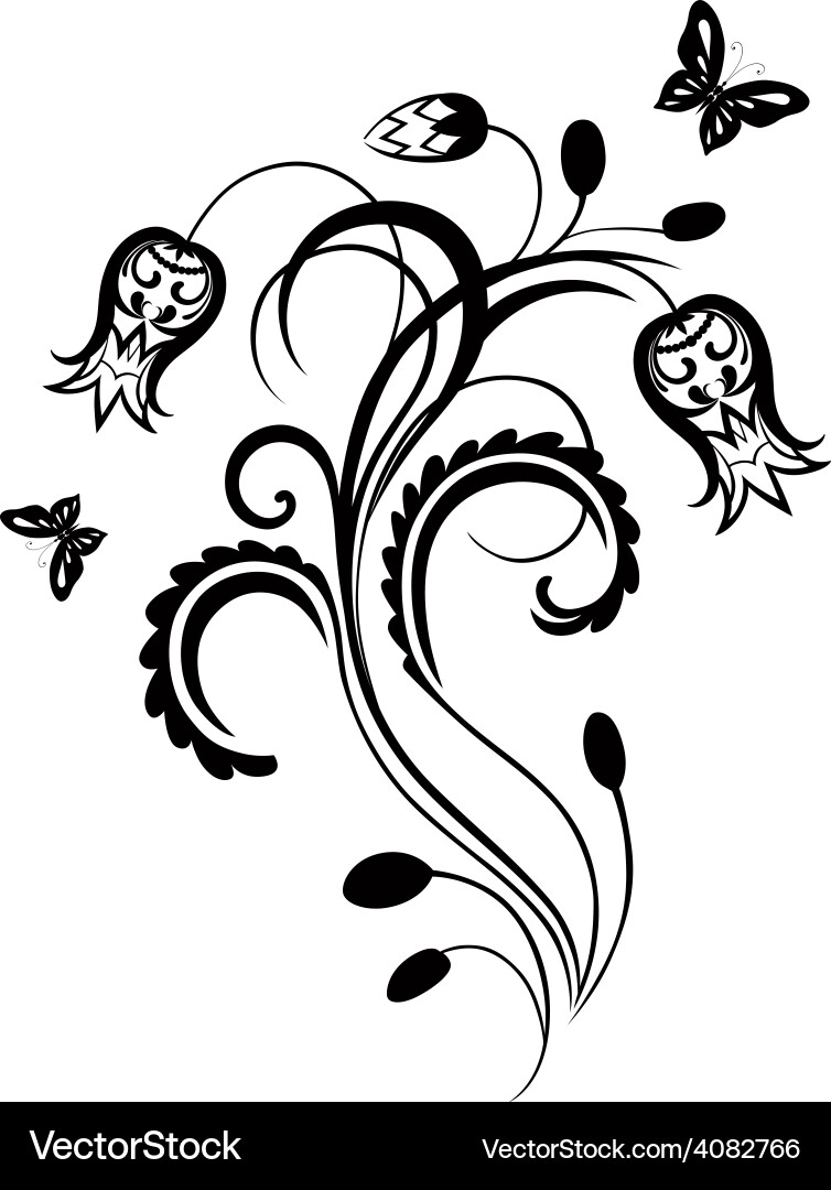 Decorative composition of curls flowers Royalty Free Vector