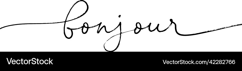 Hand drawn bonjour black line calligraphy Vector Image