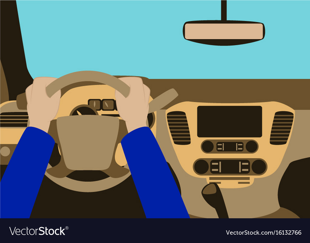 Human hands driving a car Royalty Free Vector Image
