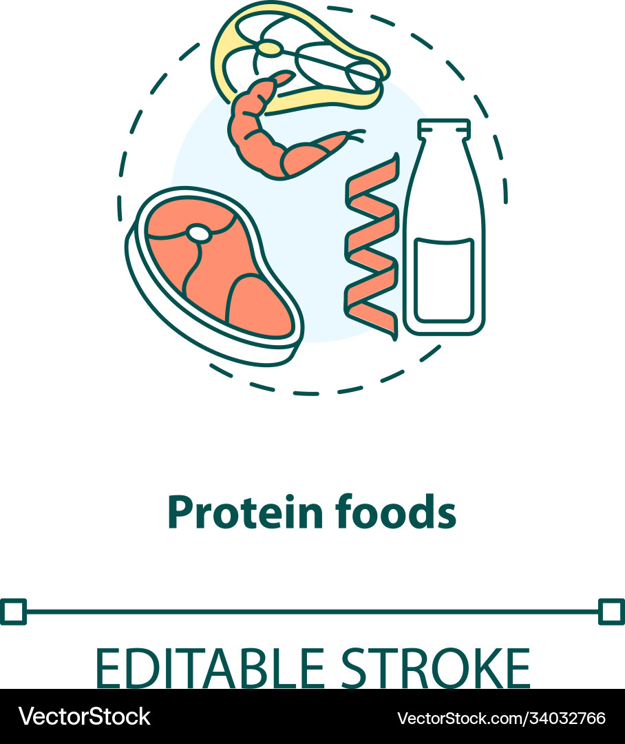Protein foods concept icon Royalty Free Vector Image