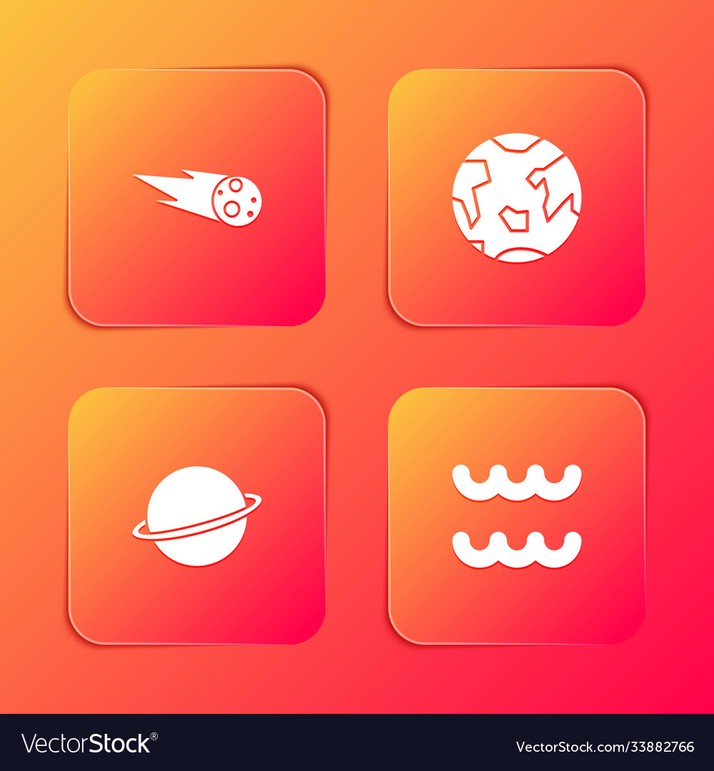 Set comet falling down fast planet earth saturn Vector Image