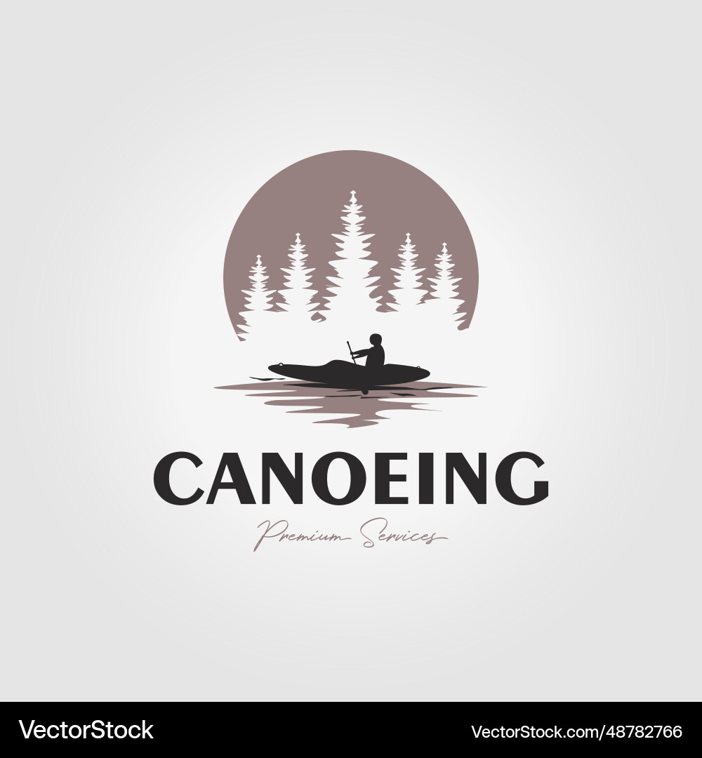 Simple canoe logo on lake and forest design Vector Image