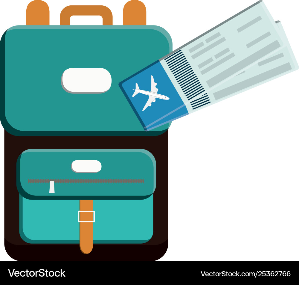 Suitcase travel with tickets flight Royalty Free Vector