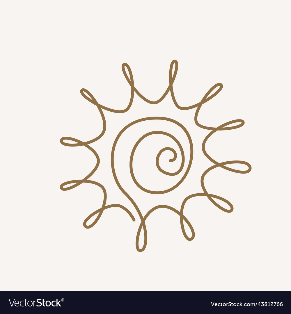 Sun continuous line art one sketch sunny Vector Image