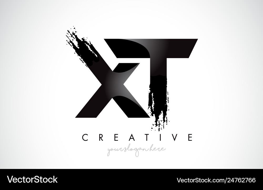 Xt letter design with brush stroke and modern 3d Vector Image