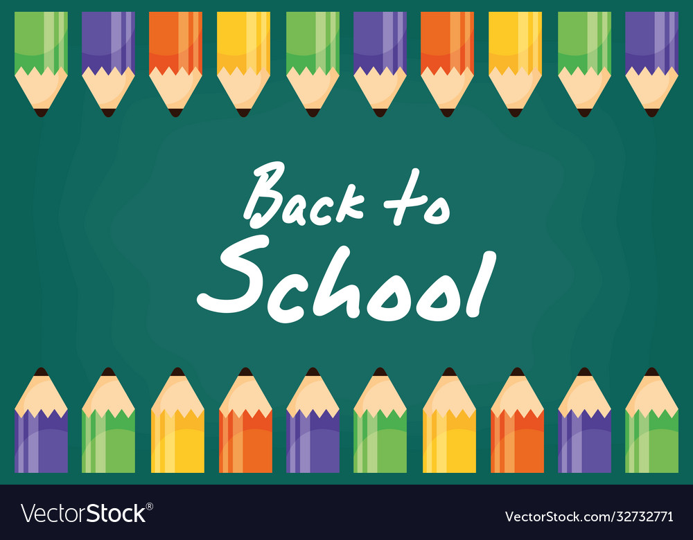 Back to school poster with colors pencils Vector Image