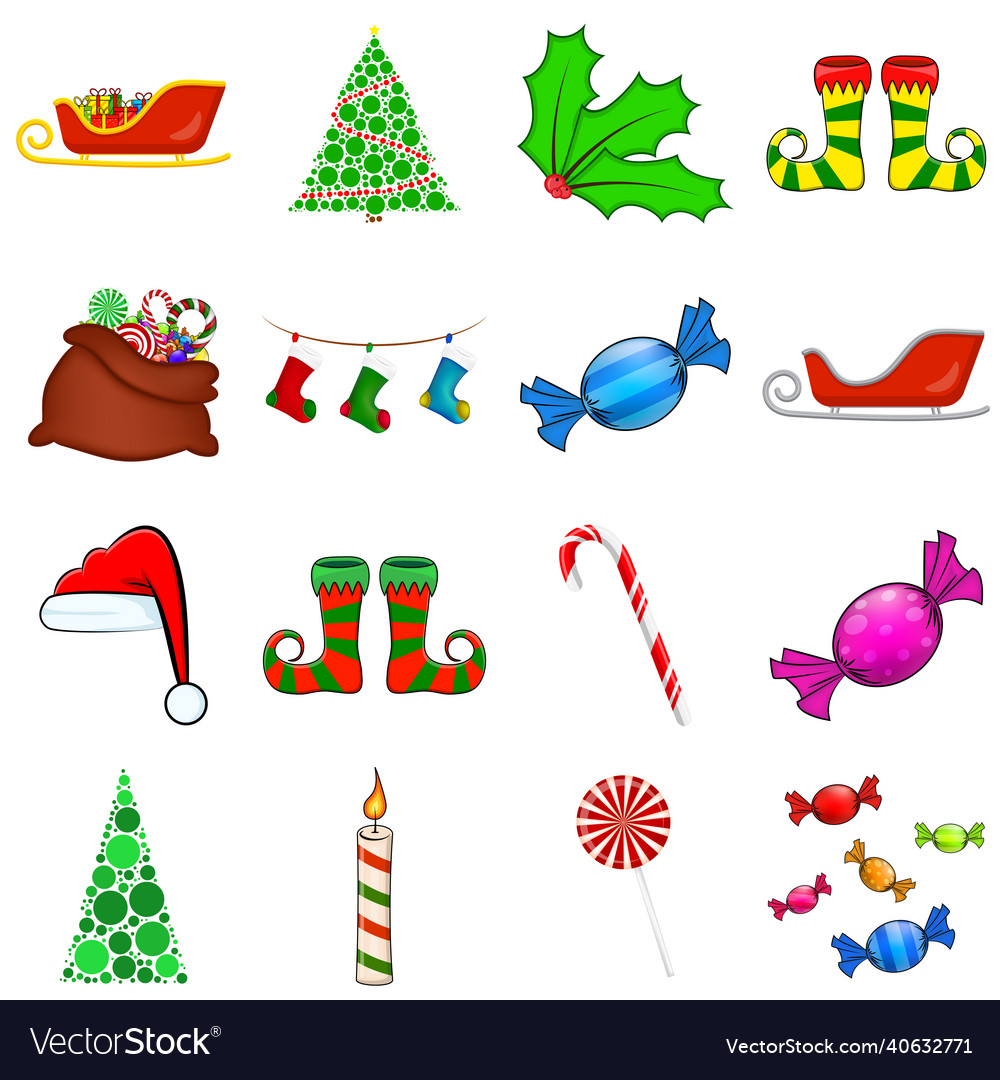 Christmas symbols collection big set of xmas Vector Image