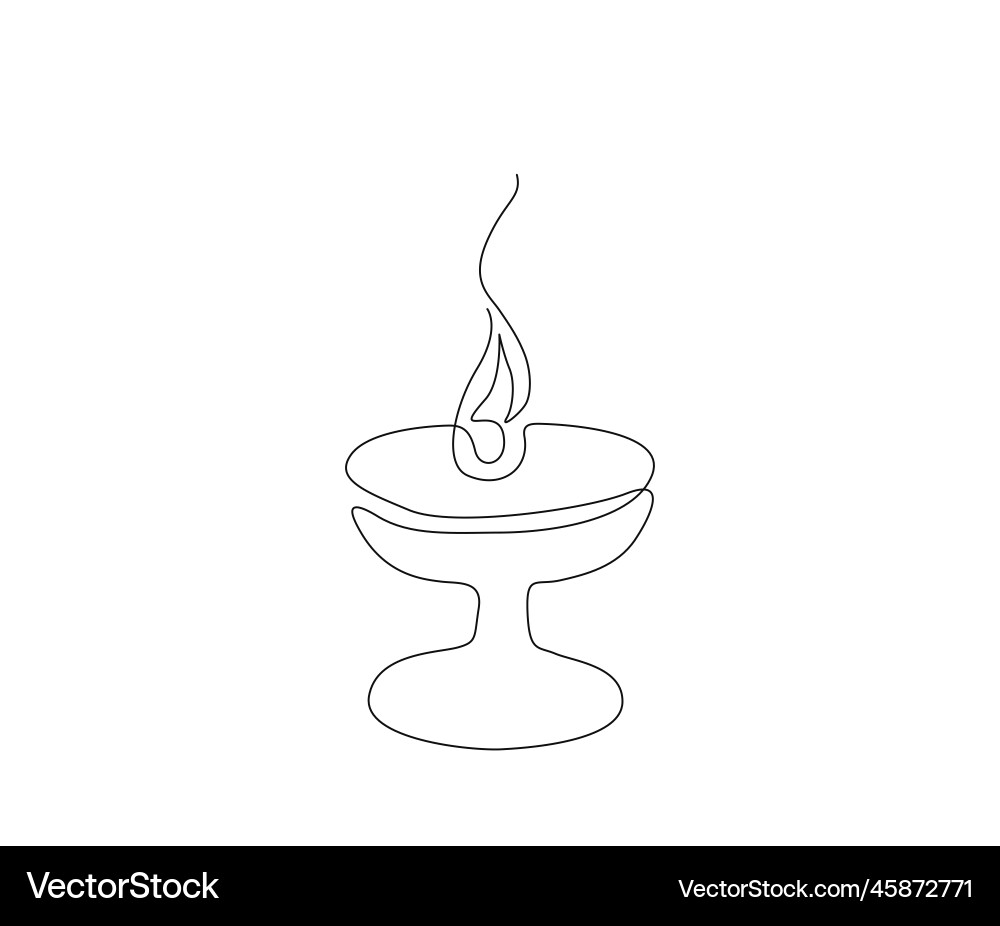 Continuous one line drawing of diya lamp light Vector Image