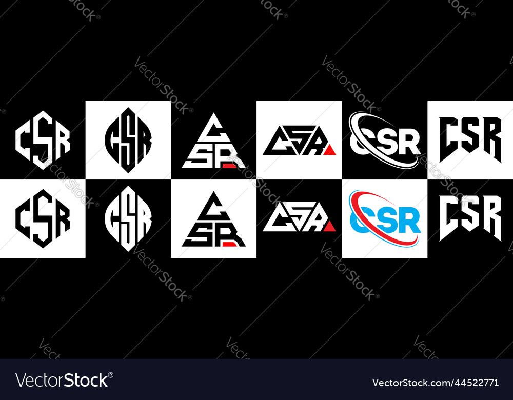 Csr Letter Logo Design In Six Style Polygon Vector Image