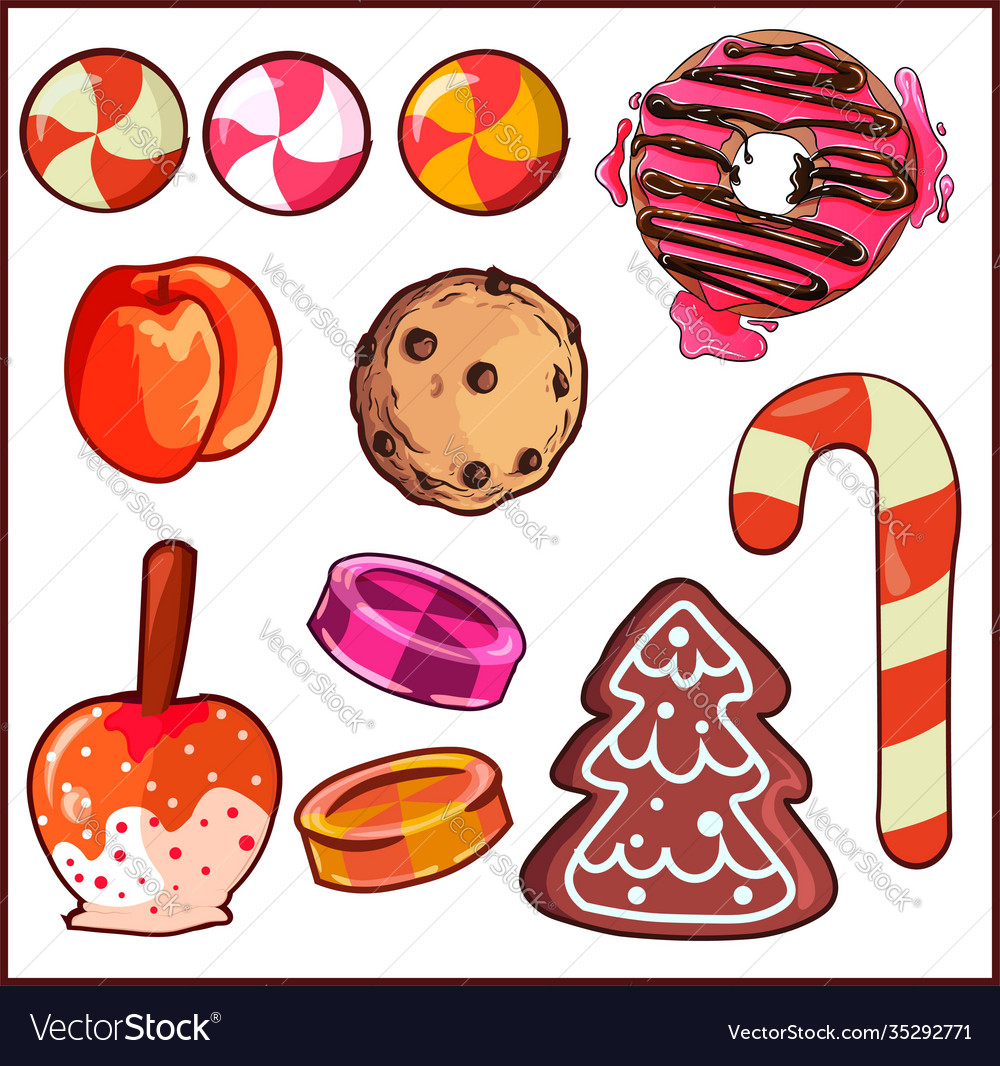 Design elements pack with different type sweets Vector Image