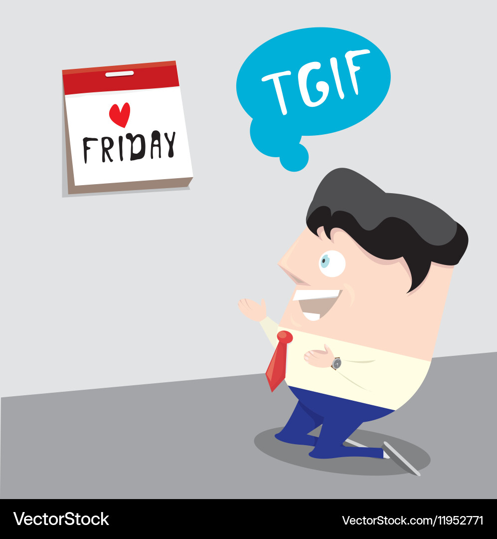 Friday concept with cartoon businessman Royalty Free Vector