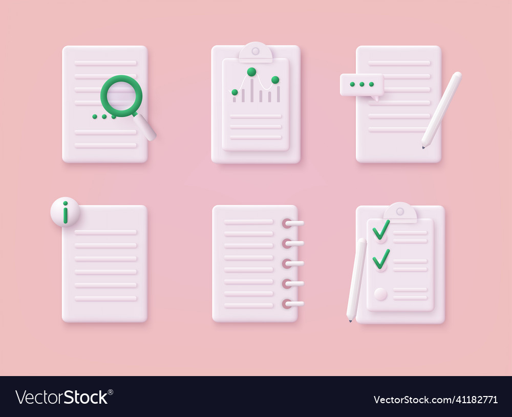 Icon set file document 3d web Royalty Free Vector Image