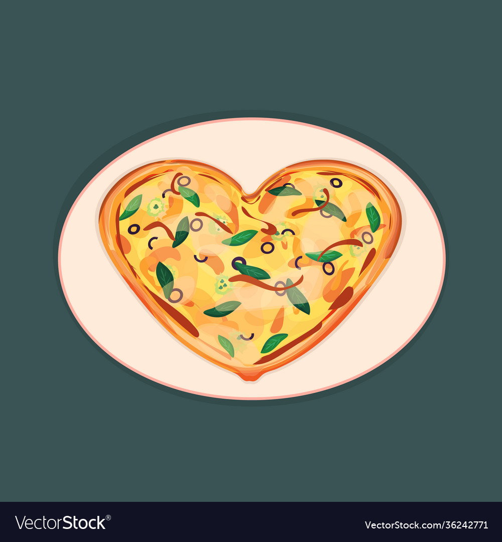 Isolated heart shaped pizza for valentines day Vector Image