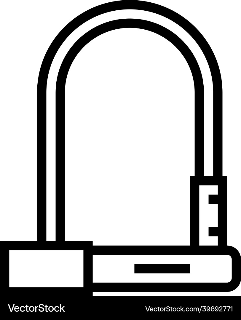 Lock for safe bike line icon Royalty Free Vector Image