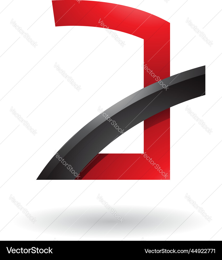 Red letter a with black glossy stick Royalty Free Vector