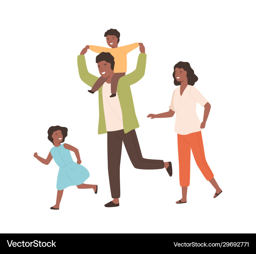 Smiling family playing having fun together Vector Image