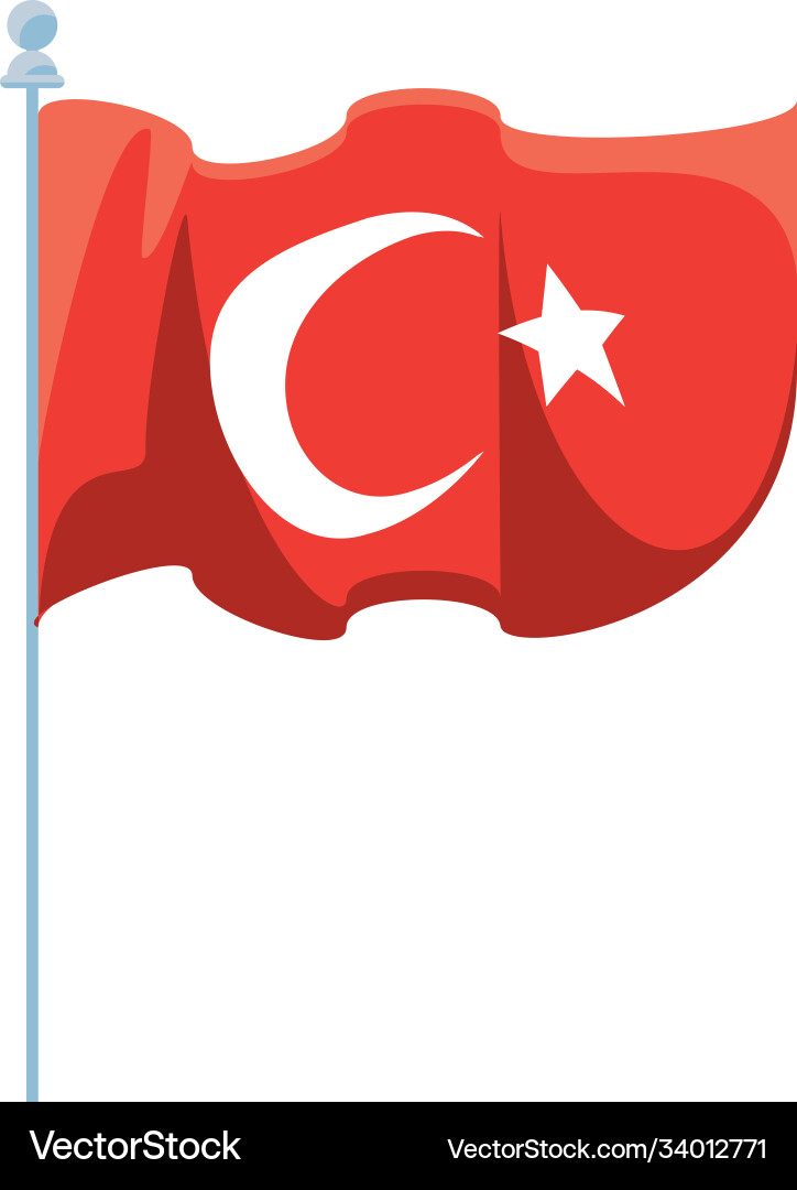 Turkish flag detailed style icon design Royalty Free Vector