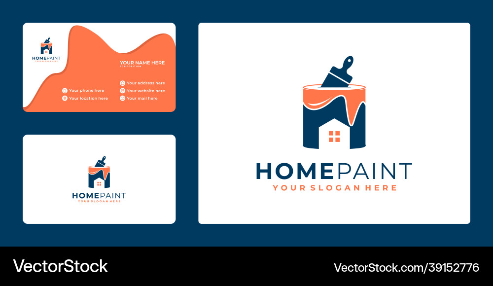 Abstract painting logo design with home concept Vector Image