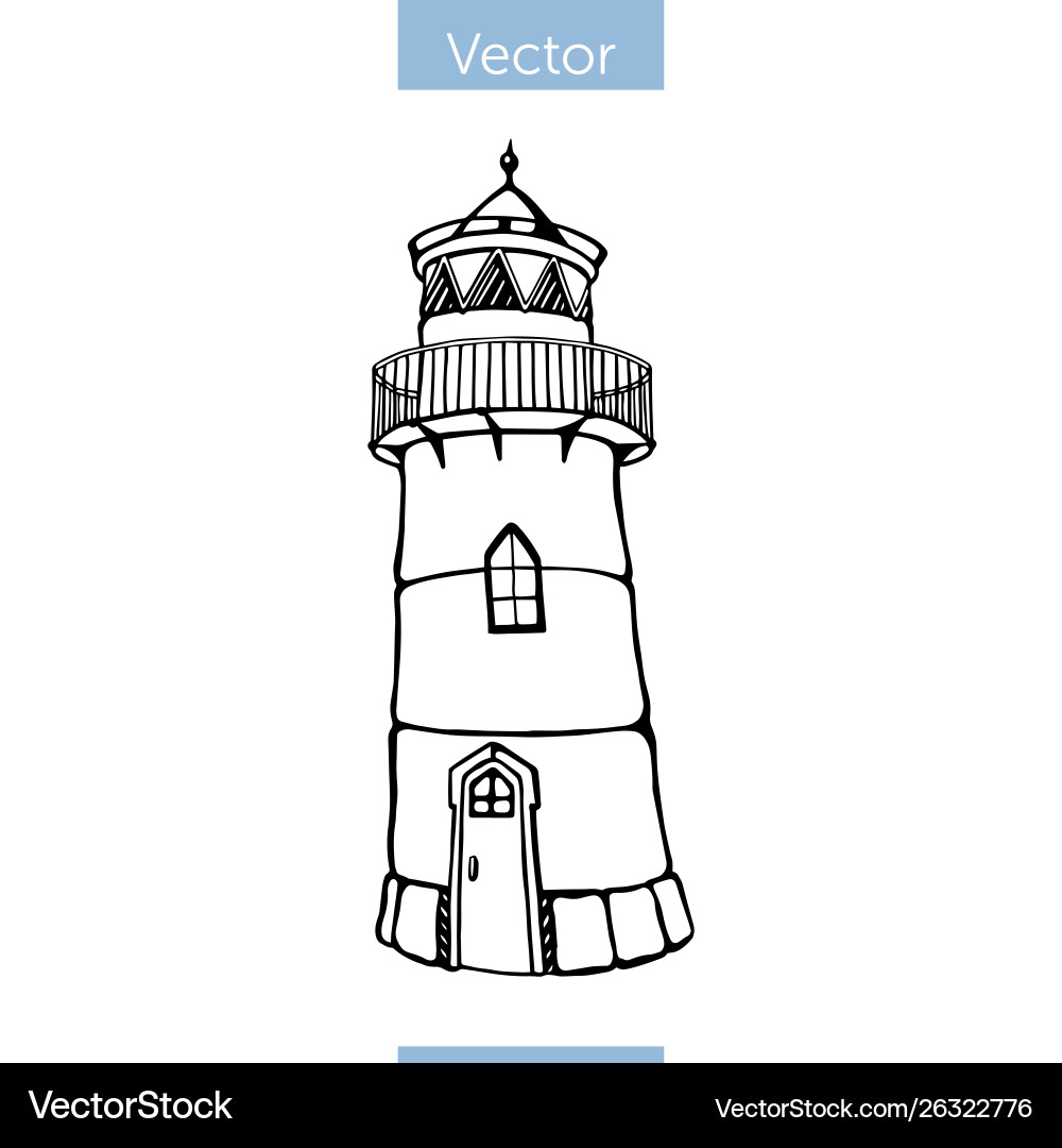 Beacon in black and white colors hands drawn Vector Image